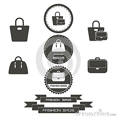 Set Of Vintage Fashionably Bags Logos, Emblems, Elements Vector ...