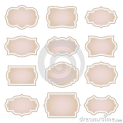 Set Of Vintage Stickers Border In Frame For Messages And Greetings ...