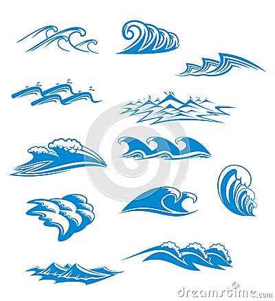 Ocean Waves Collection. Sea Storm Wave Isolated. Waves, Water Elements ...