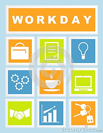 Set 9 Workday Icons Stock Vector - Image: 53775235