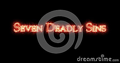 Seven Deadly Sins Written with Fire. Loop Stock Video - Video of blaze ...