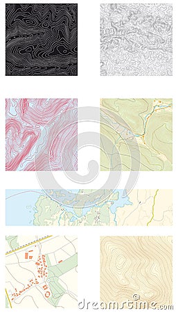 Seven Different Abstract Topographic And Castral Vector Maps ...