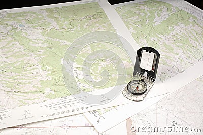 Several Topo Maps And Compass Stock Photography | CartoonDealer.com ...