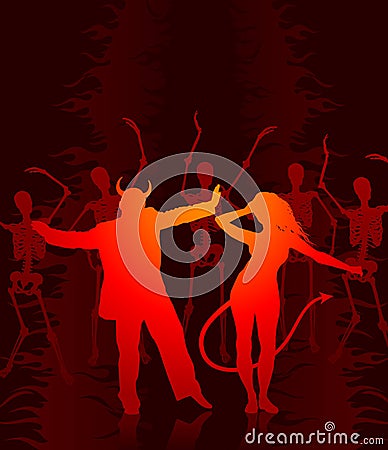 Devil Couple With Skeletons Royalty-Free Stock Photography ...