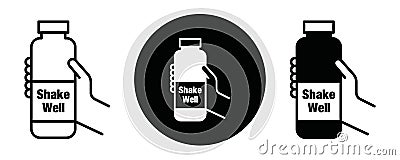 Shake Well Outline Icon Collection Or Set. Shake Well Thin Vector Line ...