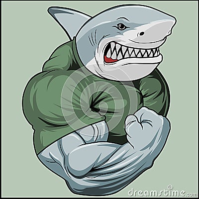 The Shark Bodybuilding Cartoon Vector | CartoonDealer.com #205018717
