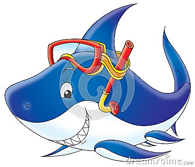 Shark Diver Stock Illustration | CartoonDealer.com #1595311