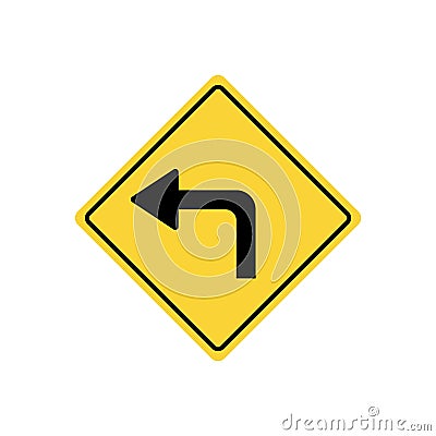 Sharp Left Turn Warning. Vector Illustration Decorative Design ...