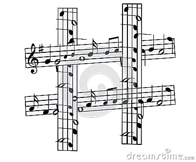 Sharp Symbol With Bars Of Musical Notes Stock Image - Image: 29700351