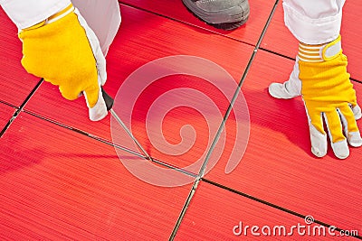 Sharp Tool Clean Spaces Between Tiles Royalty-Free Stock Photo ...