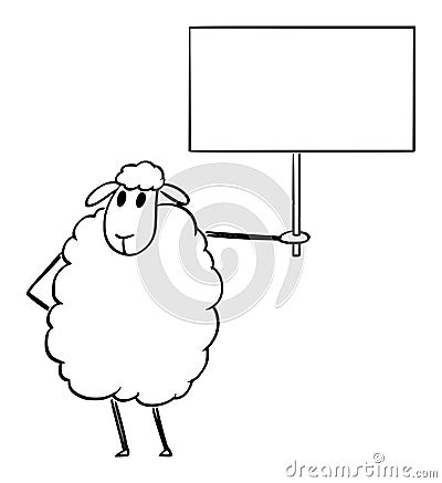 Sheep Holding Empty Sign, Vector Cartoon Illustration | CartoonDealer ...