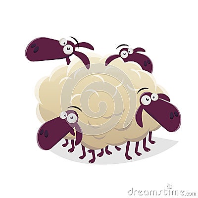 Cartoon Illustration Of A Herd Of Sheep | CartoonDealer.com #242825127