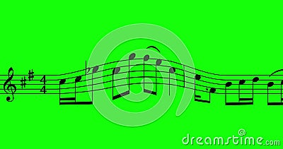 Sheet Music with Notes in Motion. Notes Flow Over the Musical Lines ...