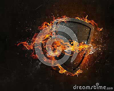 Shield Burning In Fire Stock Photo - Image: 66440389