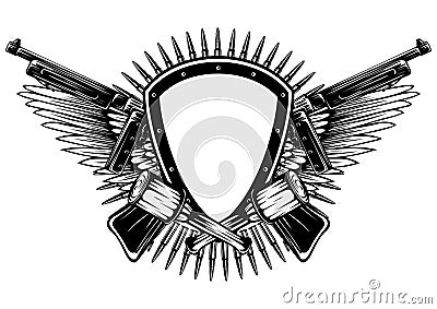 Shield With Crossed Machine Guns And Grenade Stock Vector - Image: 66339546