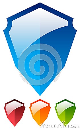 Shield Shape Set - Glossy Colorful Shields. Protection, Security Vector ...