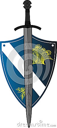 Shield With Sword Over Royalty Free Stock Images - Image: 15101089