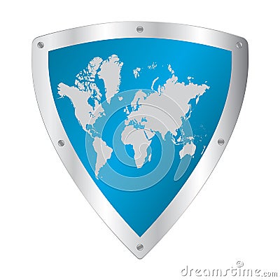 Shield With World Map Vector Illustration | CartoonDealer.com #30213602
