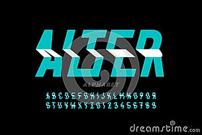 Shifted Style Modern Font Vector Illustration | CartoonDealer.com ...
