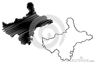 Shimla District Himachal Pradesh State, Republic Of India Map Vector ...