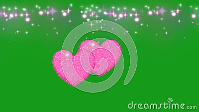 Shining Pink Hearts and Stars Green Screen Motion Graphics Stock Video ...