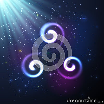 Shining Vector Triskel In Magic Light Stock Image - Image: 33226821