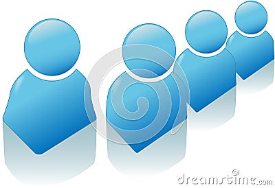 Shiny Blue People Symbol Icon Set Stock Photo - Image: 4604010