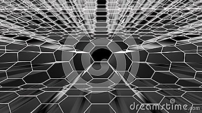 Shiny Hexagonal Grid Net Waving Field Landscape Seamless Loop Drawing ...