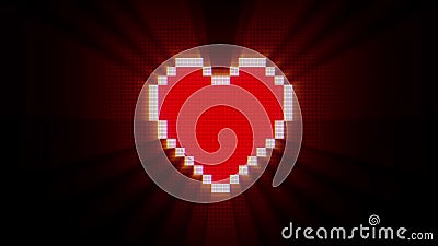 Shiny Pixel Heart Beat on Digital Old Tv Screen Seamless Loop Glitch ...