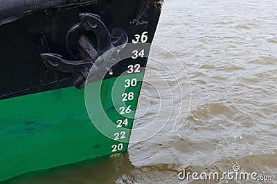 Ship With Draft Measurement Scale At The Bow Royalty-Free Stock ...