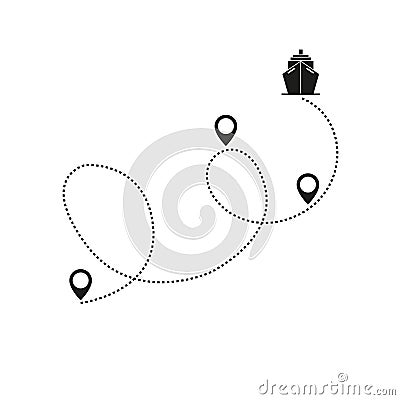 The Ship On The Route With A Pointer. International Transportation And ...