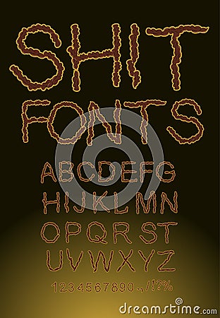Shit Font, Letters Of Shit Cartoon Vector | CartoonDealer.com #50661811