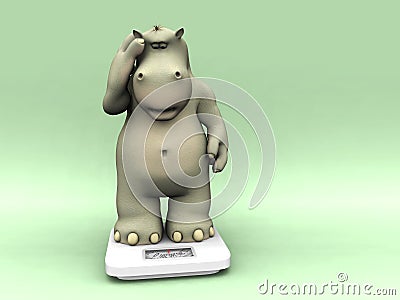 Shocked Cartoon Hippo On Scales. Royalty Free Stock Images - Image: 9916349