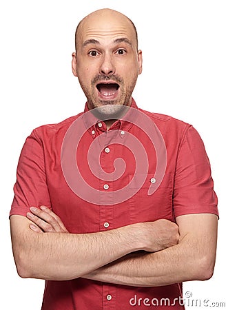 Shocked Middle Aged Bald Man Isolated Royalty-Free Stock Photo ...