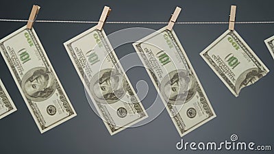Shooting of Money Hanging on Clothesline Rope Stock Footage - Video of ...