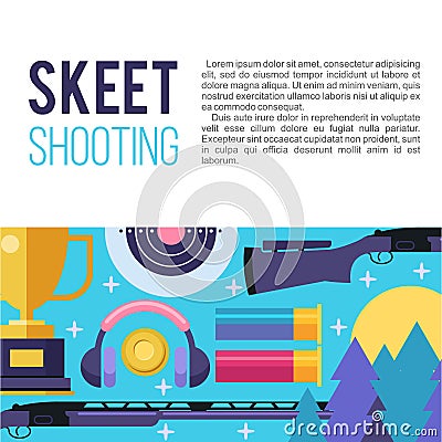 Shooting Skeet. Set Of Colored Design Elements With Place Cartoon ...