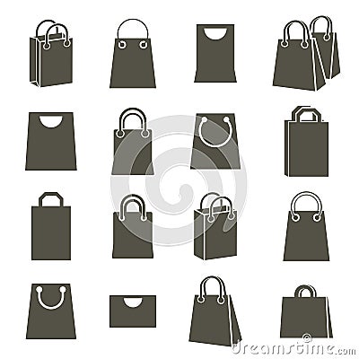 Shopping Back Icons Isolated On White Background Vector Set, Shopping ...
