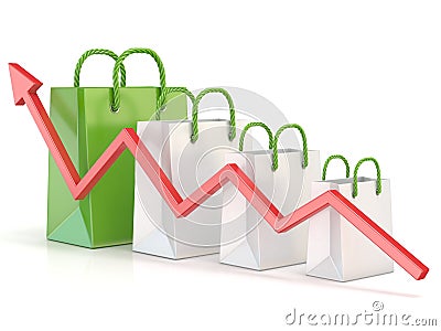 Shopping Bag Increasing Chart. Sales Growth Chart. 3D Royalty-Free ...