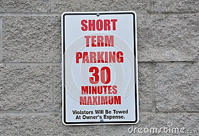 Short Term Parking Sign Royalty Free Stock Image - Image: 37409246