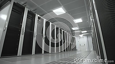 Shot of Corridor in Working Data Center Stock Video - Video of server ...