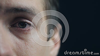 Shot of Crying Man with Tears in Eye Closeup Stock Footage - Video of ...