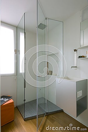 Shower Cubicle With Glass Partition Stock Photography - Image: 17729582