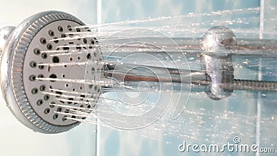 The Shower Turns on, the Water Flows To the Camera. Stock Video - Video ...