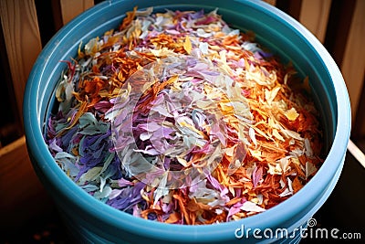 Shredded Paper In A Container For Homemade Papermaking Stock ...