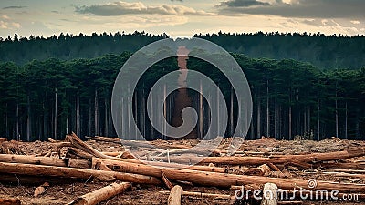 Shrinking Forest With Felled Trees Symbolizing Deforestation Threat ...