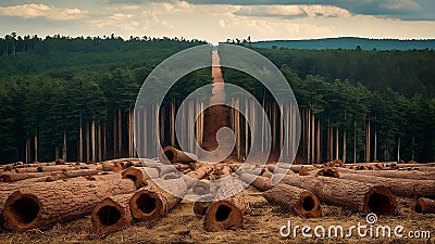 Shrinking Forest With Felled Trees Symbolizing Deforestation Threat ...