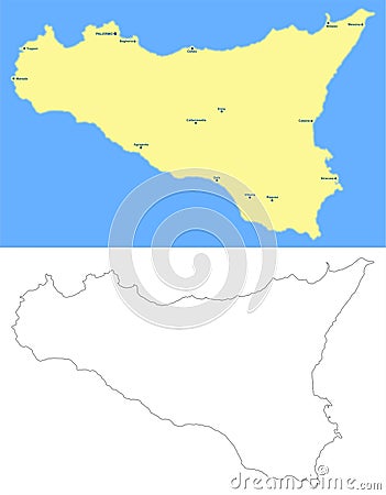 Sicily Island Map - Cdr Format Cartoon Vector | CartoonDealer.com ...