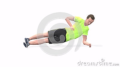 Side Plank Up&down Man Exercise Animation 3d Model on a White ...
