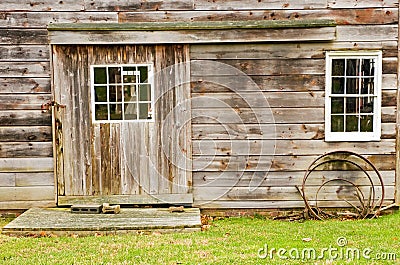Side Of Unpainted Barn Stock Photo - Image: 7440370