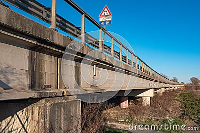 Side View Of A Long Road Viaduct Built In Reinforced Concrete With ...